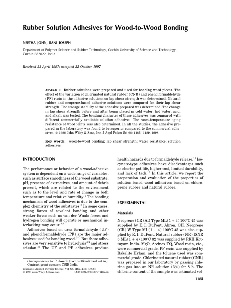 Rubber Adhesives for Wood Bonding | PDF | Adhesive | Science & Mathematics