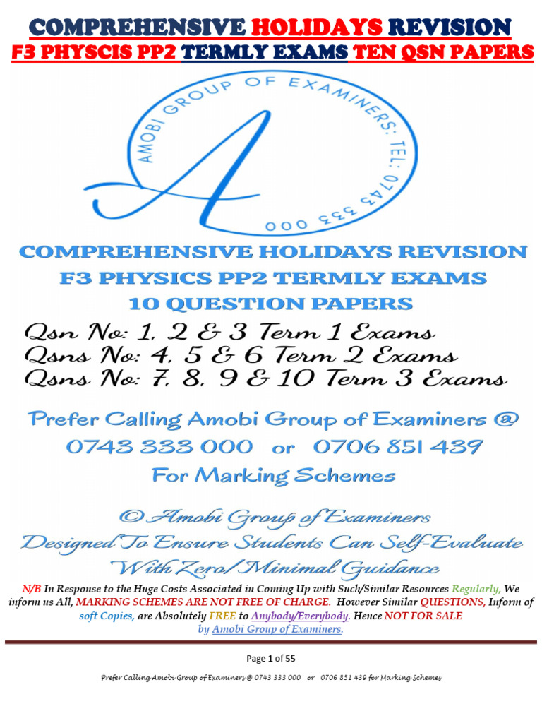 Termly Exams: F3 Physcis Pp2 | PDF