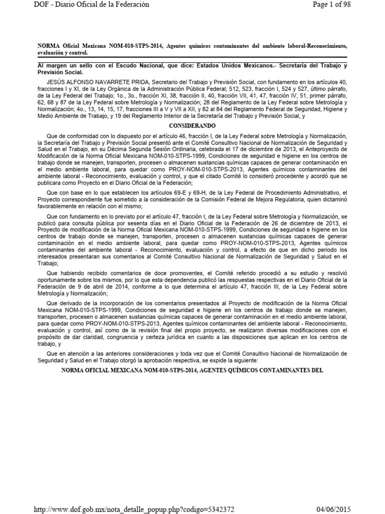 Nom 010 STPS 2014 | PDF