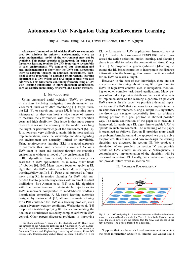 Autonomous Uav Navigation Using Reinforcement Learning Pdf