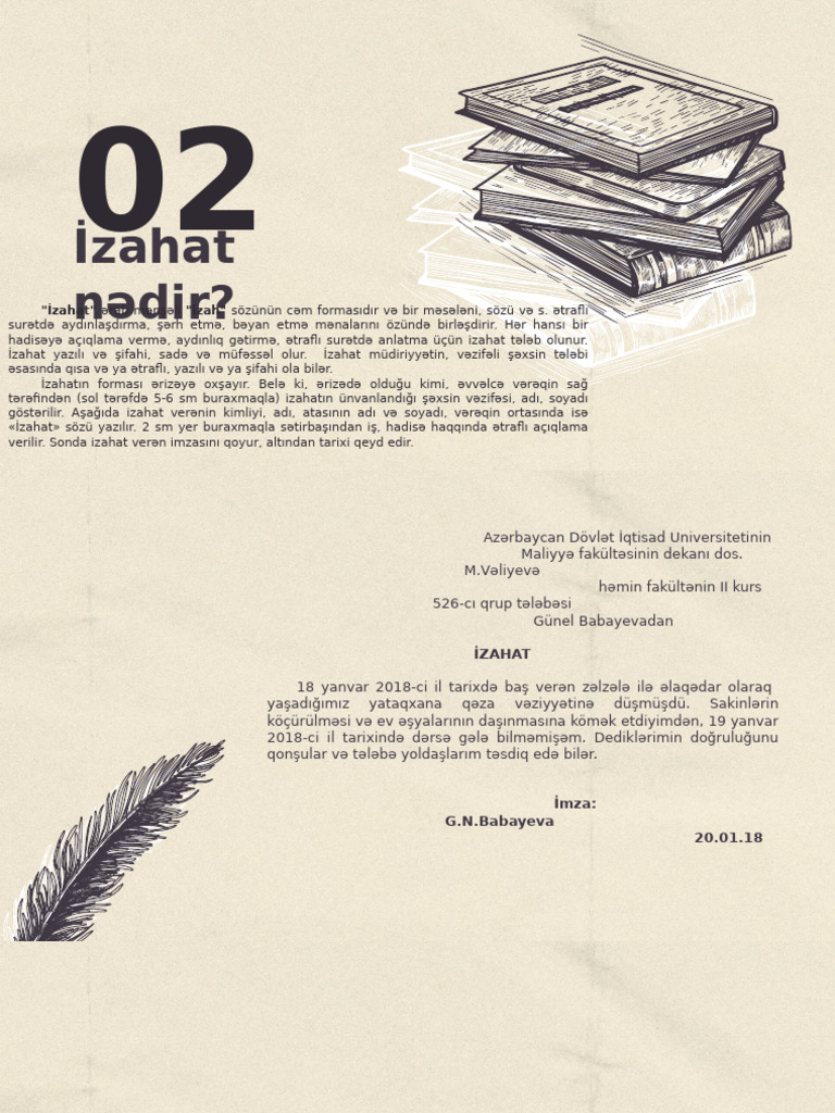 Izahat, Erize, Tercumeyi-Hal, Xasiyyetname | PDF