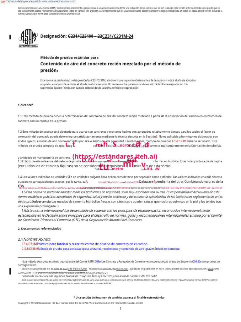 Astm-C231-C231m-24 Español | PDF