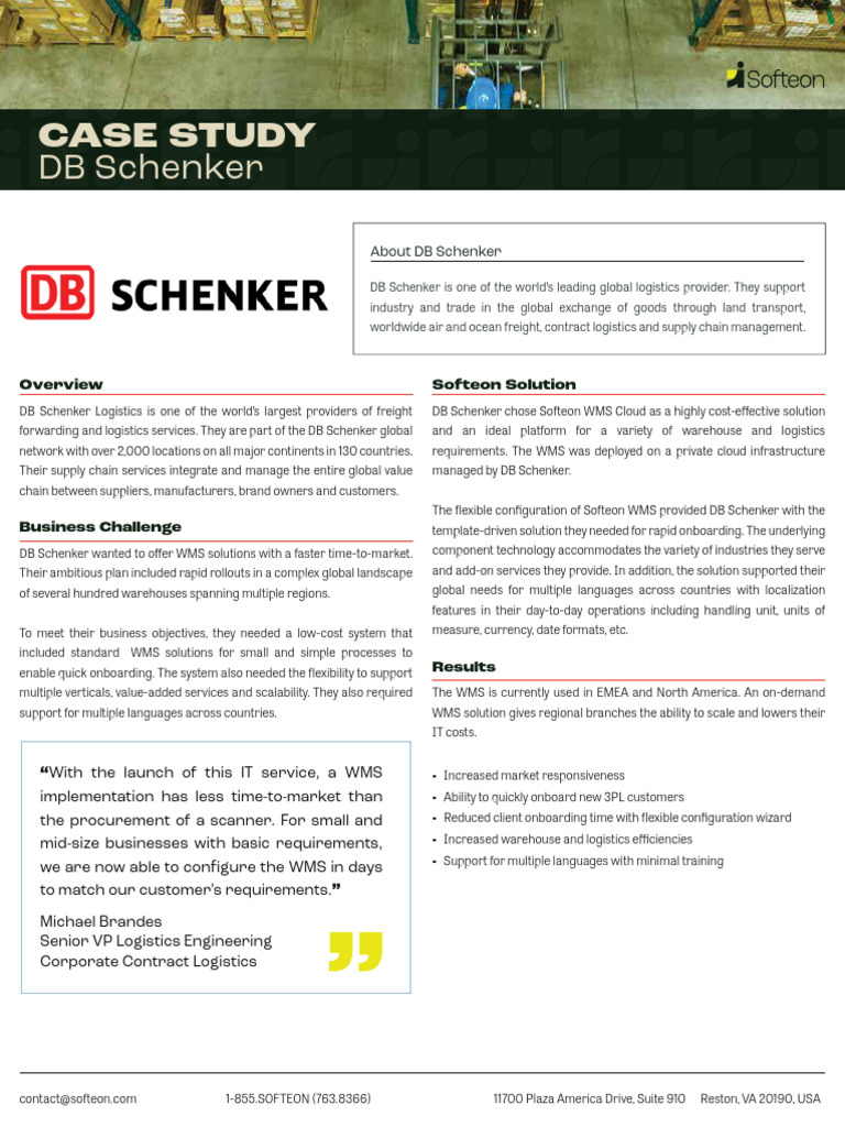 Softeon Case Study DB Schenker 1.24.24 | PDF