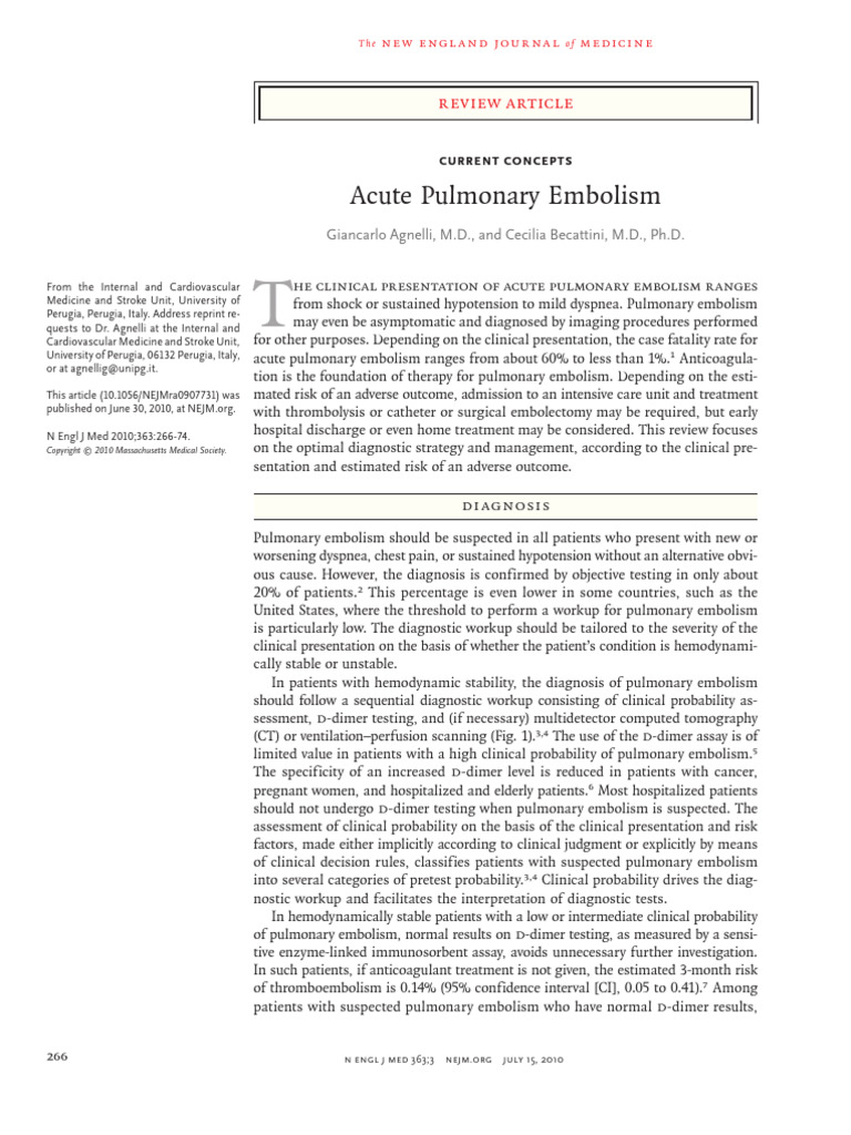 Acute Pulmonary Embolism Review - The - New - England - Journal - of ...