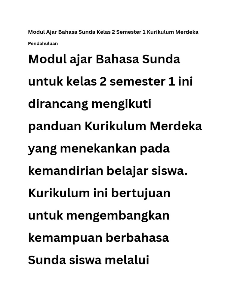 Modul Ajar Bahasa Sunda Kelas 2 Semester 1 Kurikulum Merdeka Pdf