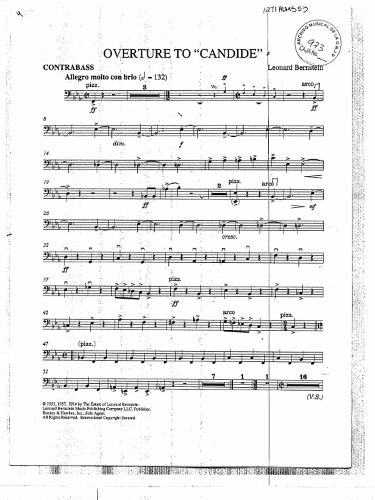 27 Bernstein - Overture Candide - Contrabajo | PDF