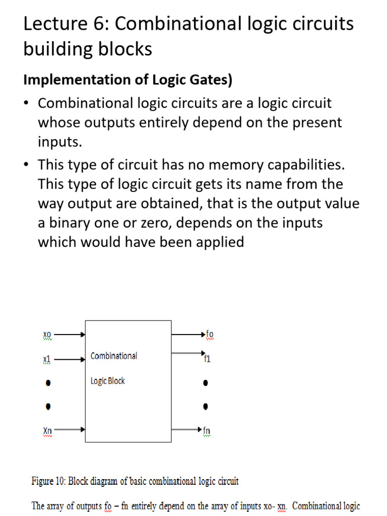 Architecture - Lecture 6-1 - Combinational Logic Circuits Building Blocks | PDF