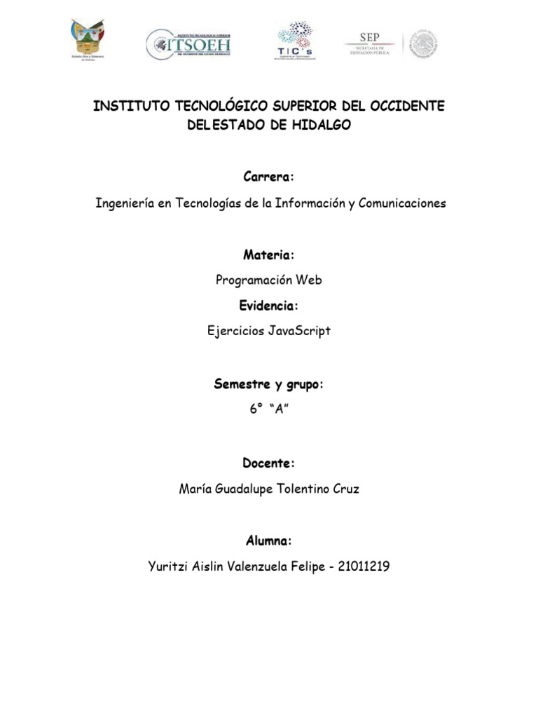 Ejercicios JavaScript | PDF Ejercicios JavaScript | PDF