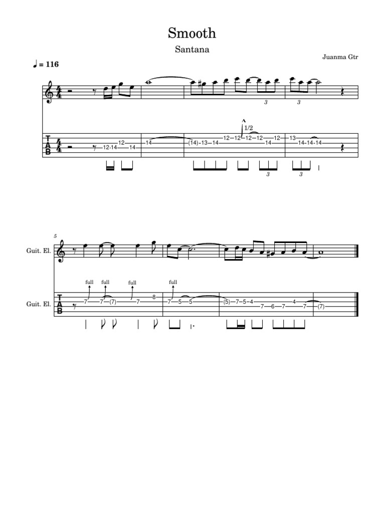 Santana Smooth Tab for Guitar | PDF