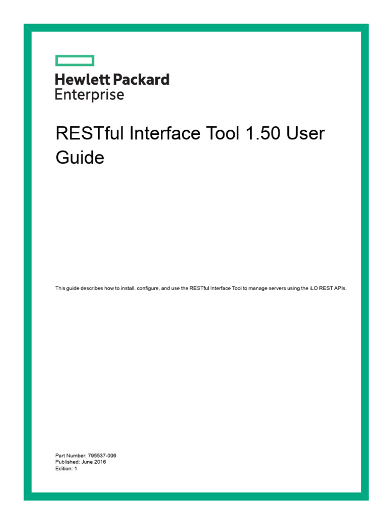 HPE - c04423965 - RESTful Interface Tool User Guide | PDF | Login | Command Line Interface