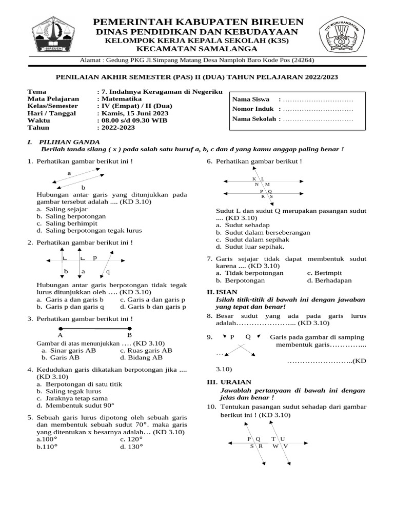 Soal Matematika Kelas 4 | PDF