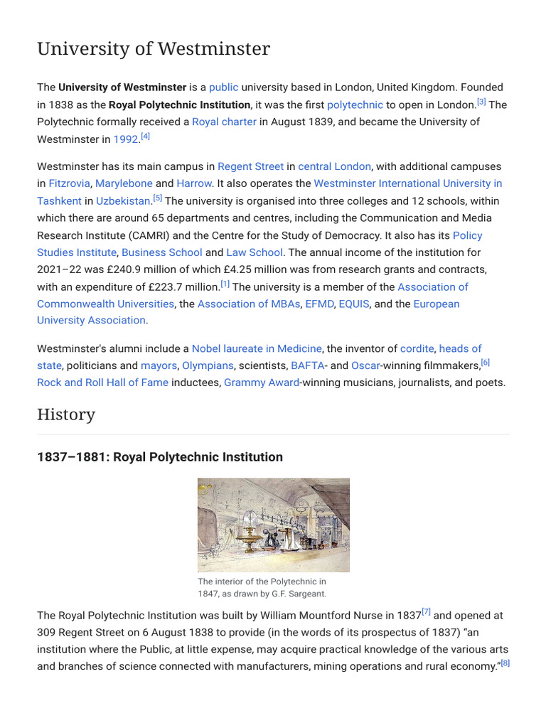 University of Westminster - Wikipedia | PDF | Art