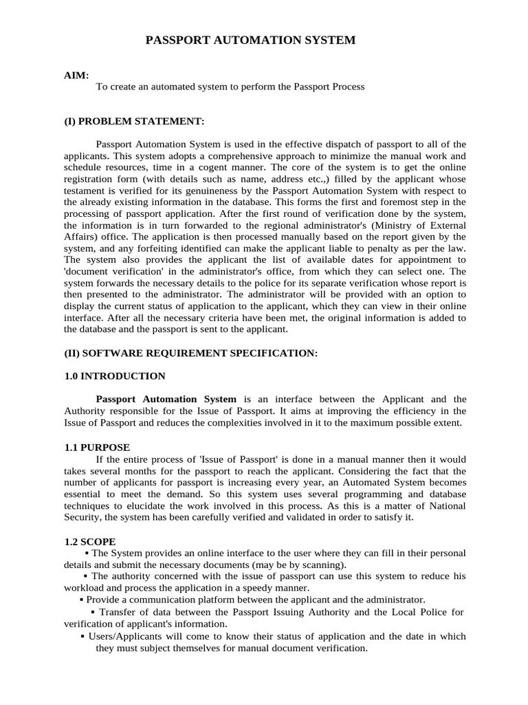 Passport Automation System F | PDF