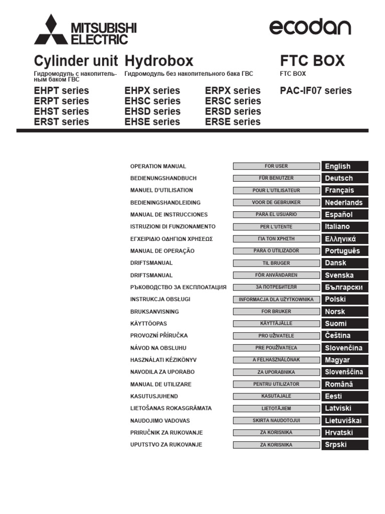 Ecodan FTC6 PAC-IF07 1-3 B-E Instruction Book BT79R180H01 | PDF | Water Heating | Thermostat
