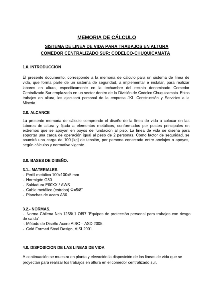 Memoria de Calculo Sistema Linea Comedor Centralizado Sur | PDF Memoria de Calculo Sistema Linea Comedor Centralizado Sur | PDF