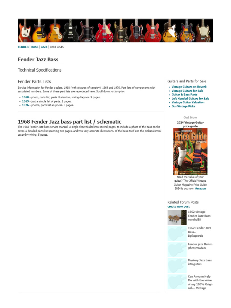 Fender Jazz Bass Technical Information Vintage Guitar and Bass | PDF