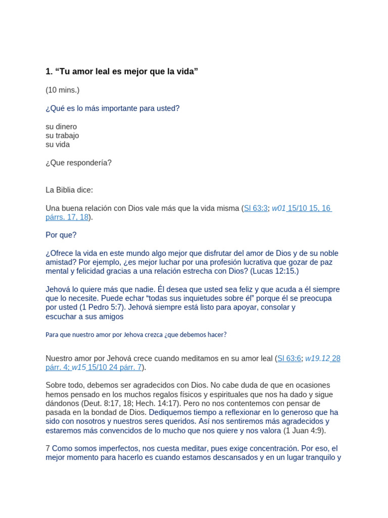 "Tu Amor Leal Es Mejor Que La Vida": SL 63:3 16 Párrs. 17, 18 | PDF