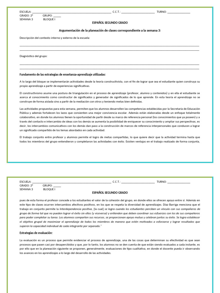 Planeacion Segundo Grado Secundaria Espanol Semana 3 | PDF