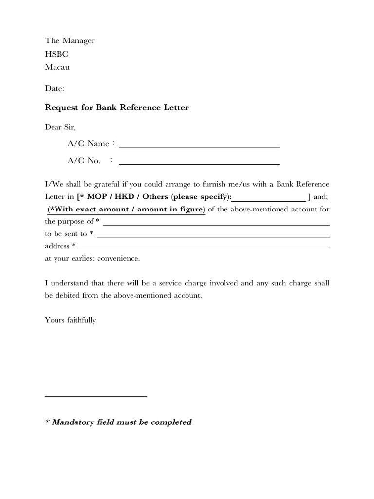 Financial Reference Letter Template | PDF