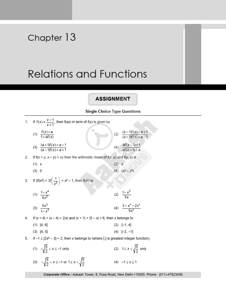 Relations and Functions Final | PDF