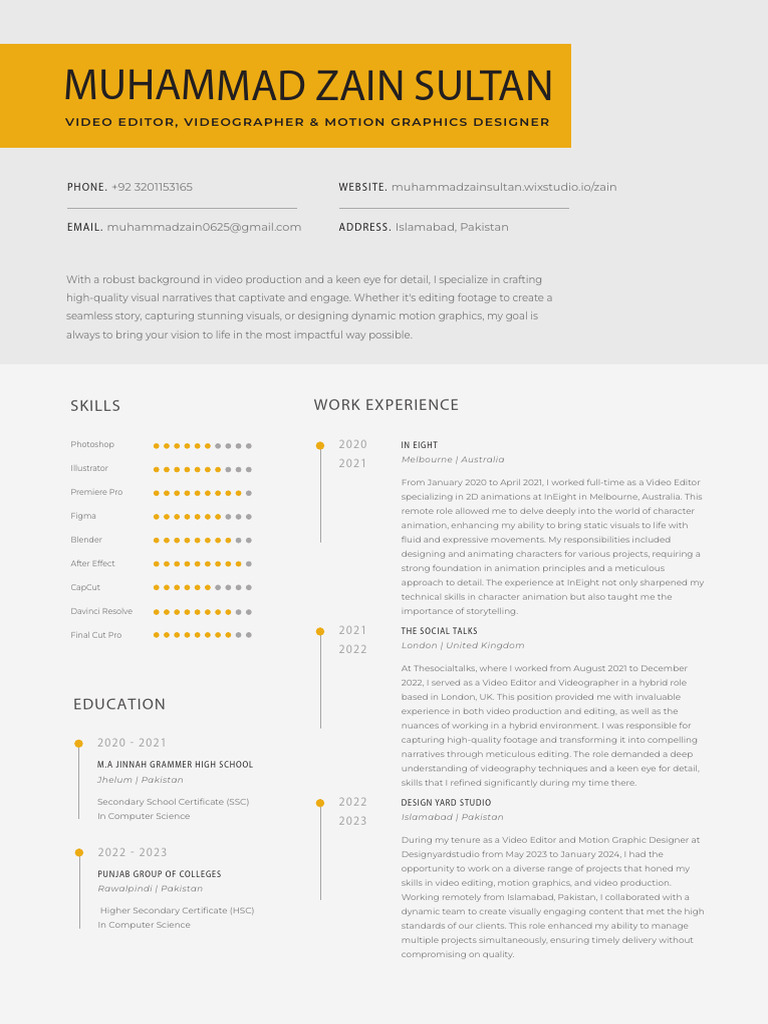 Resume Muhammad Zain Sultan | PDF