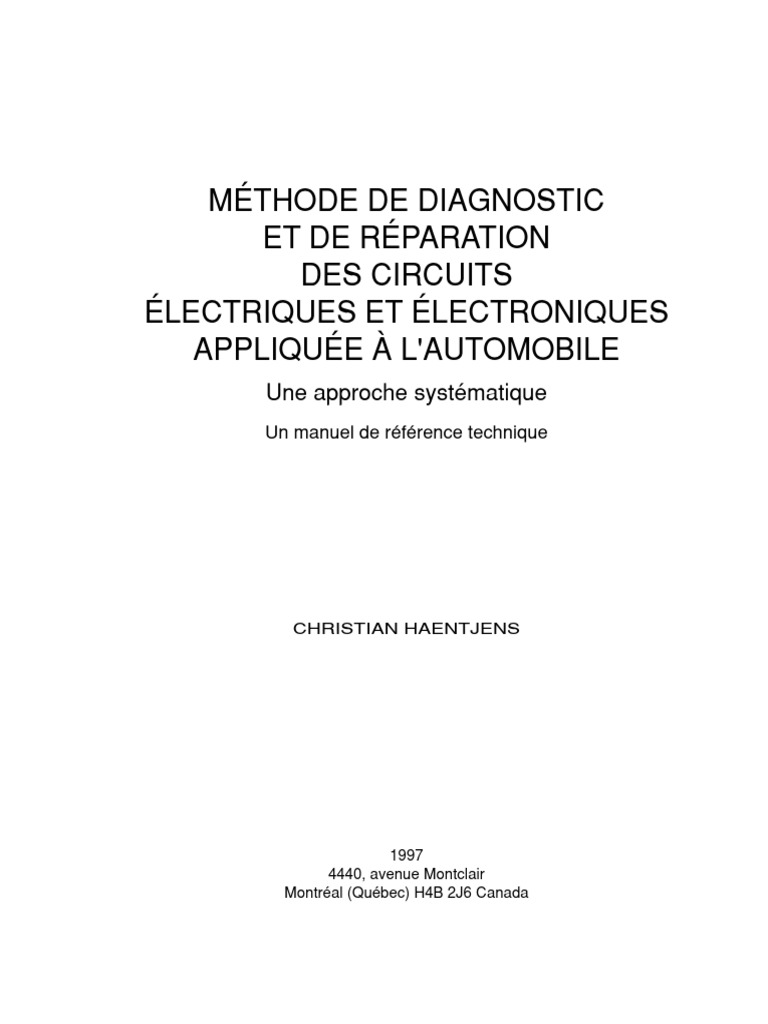 Méthode de Diagnostic Et de Réparation Des Circuits Électriques Et ...