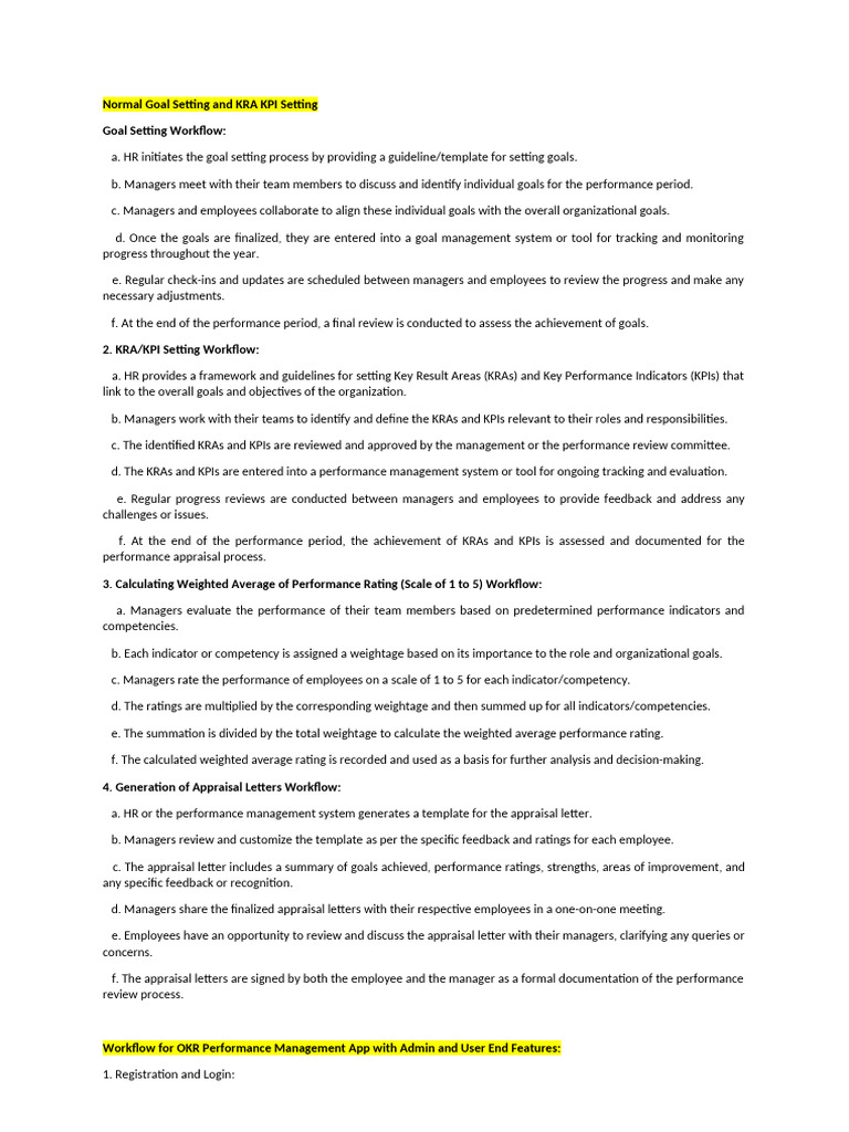 Normal Goal Setting and KRA KPI Setting | PDF