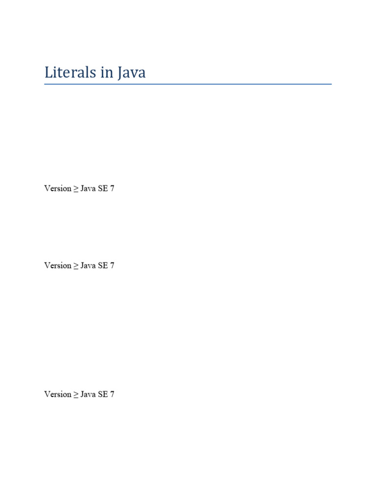 Literals in Java | PDF