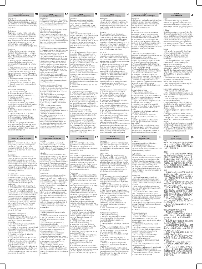 DeOx Oxygen Barrier Solution IFU 11353 UAR09 | PDF