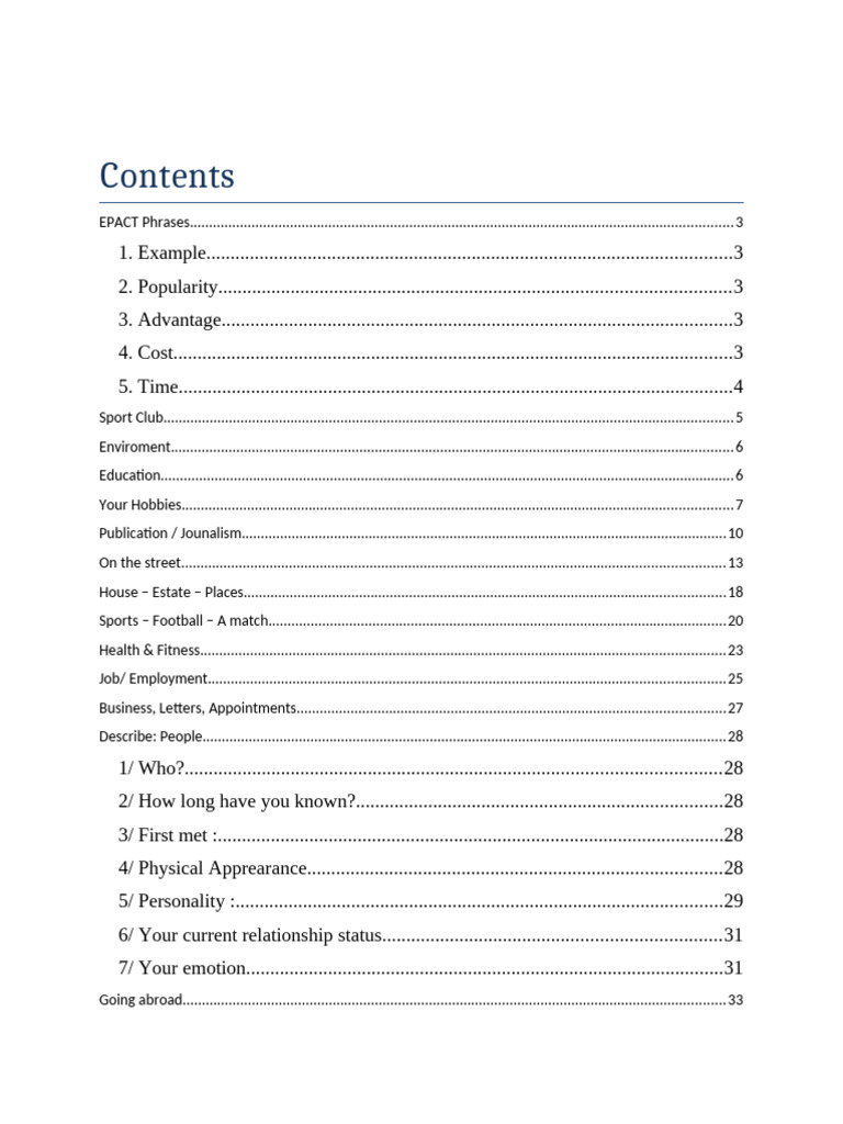 Words in Topics (Speaking) | PDF