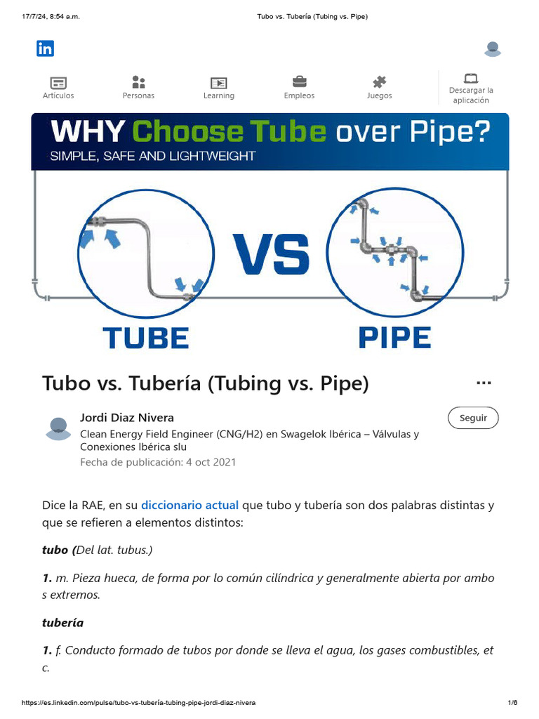 Tubo vs. Tubería (Tubing vs. Pipe) | PDF