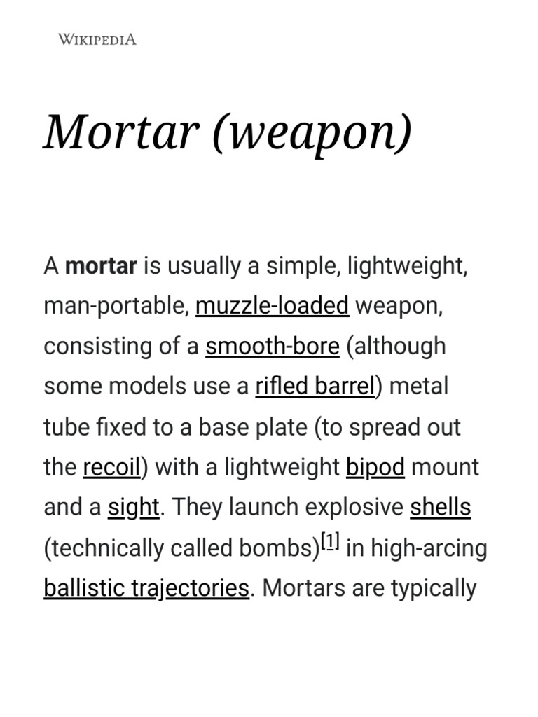 Mortar (Weapon) - Wikipedia | PDF