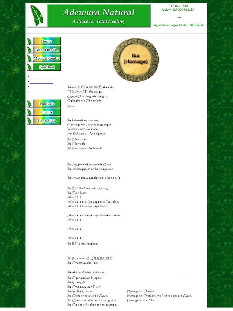 16 Major Odu Ifa Iwure (Prayers) Prayer Calendar: - Iba (Homage) | PDF