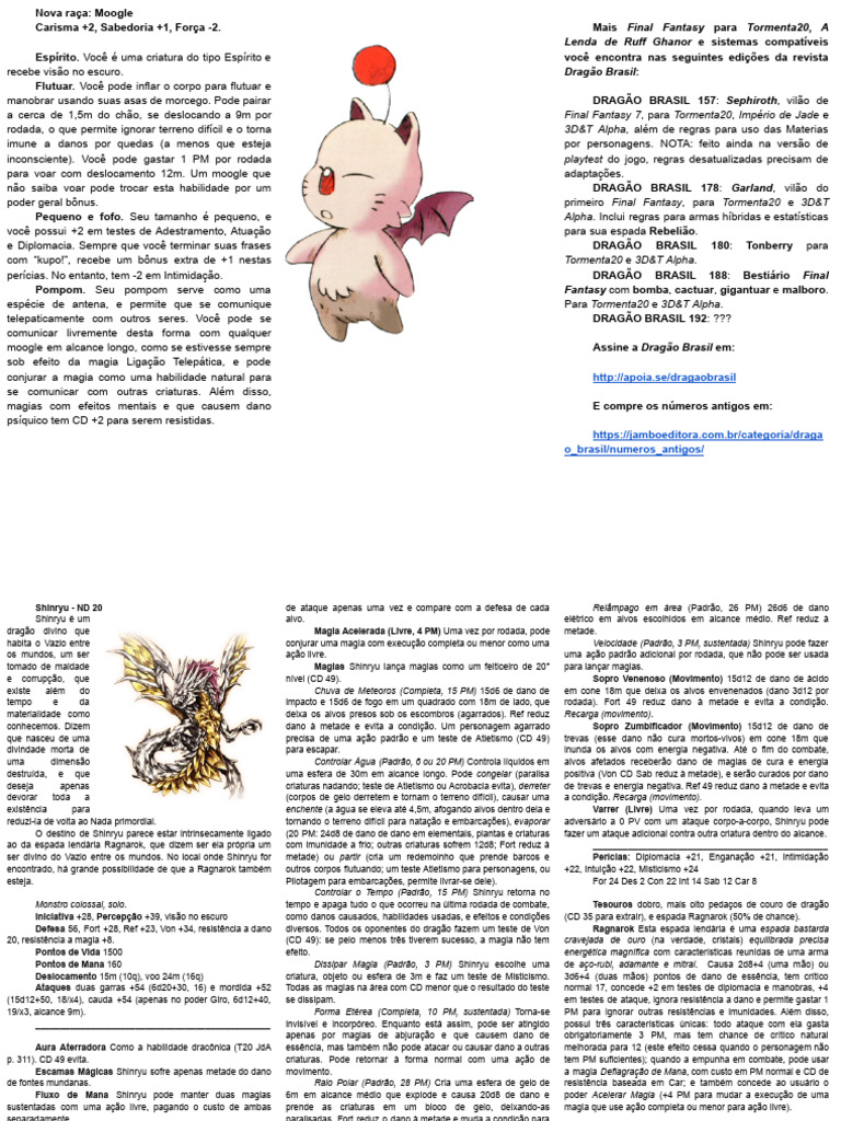 Tormenta20 - Bestiário Final Fantasy | PDF