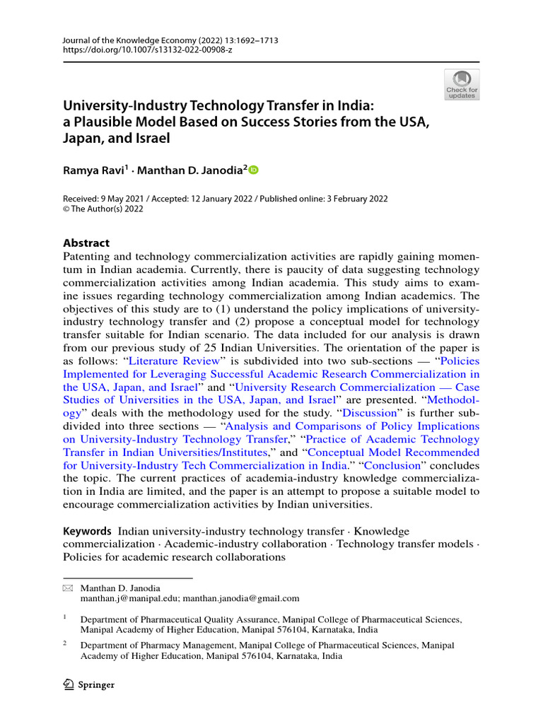 Technology Transfer in India | PDF