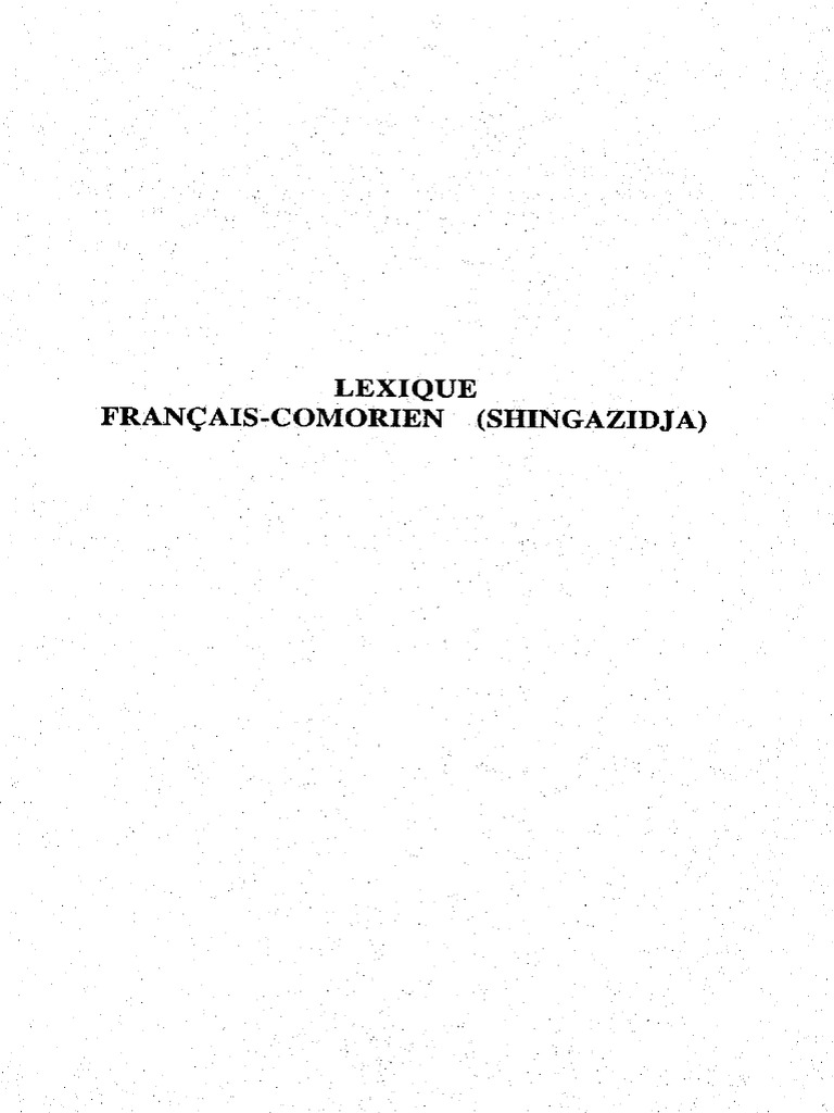 Lexique Fraçais - Comorien | PDF