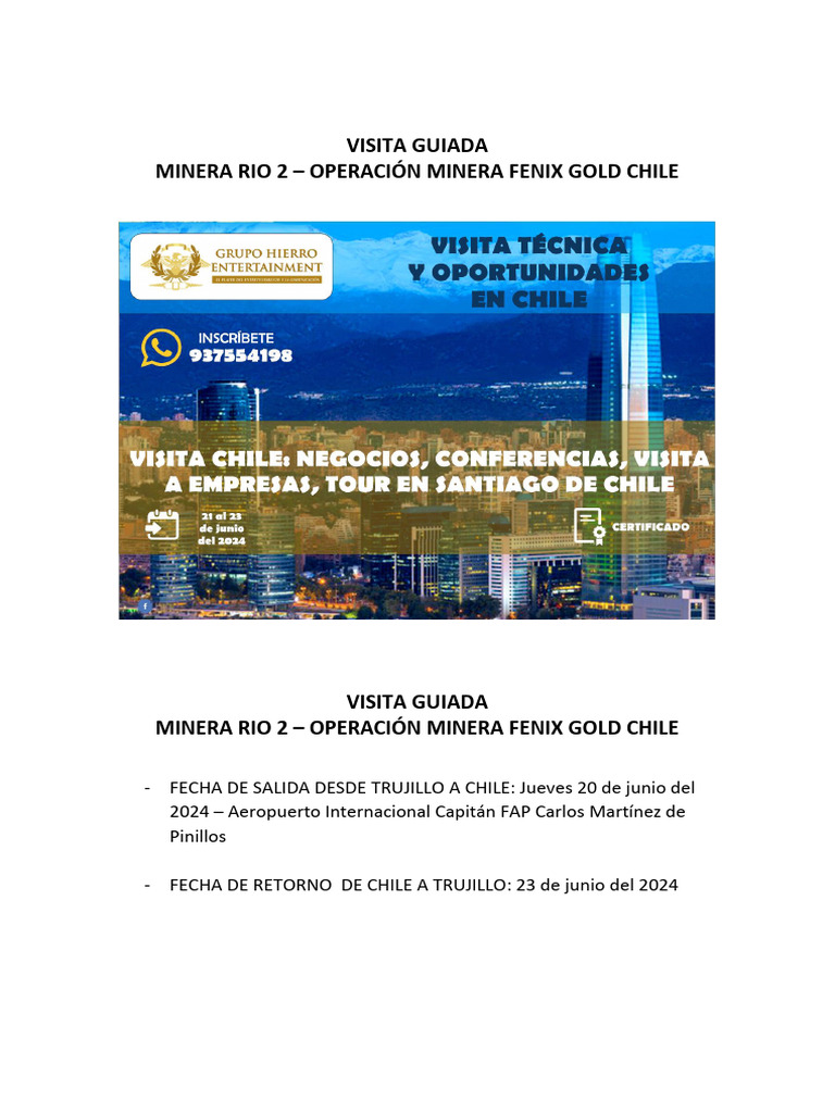 Visita Minera Rio 2 Operación Minera Fenix Gold | PDF