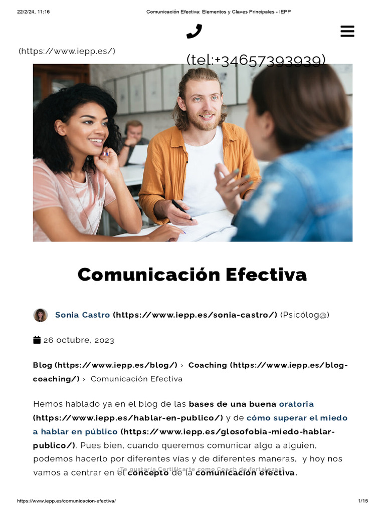 Comunicación Efectiva - Elementos y Claves Principales - IEPP | PDF