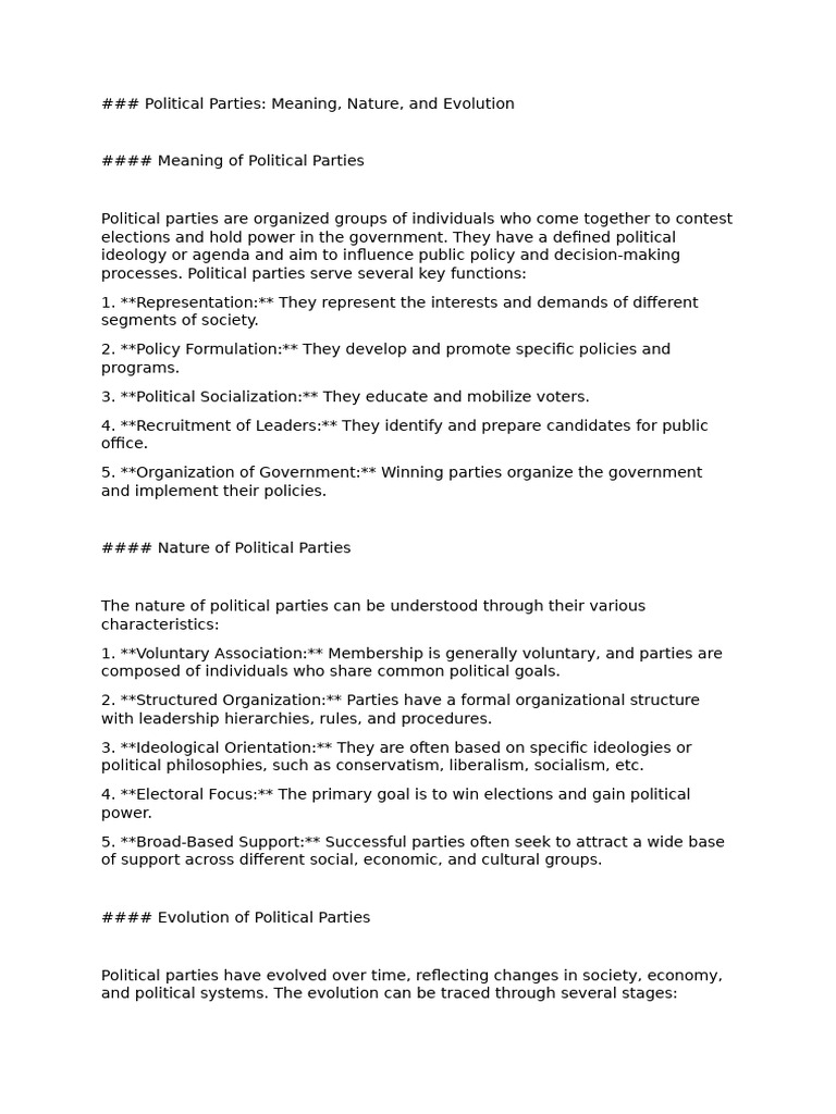 Political Parties and Party System Notes | PDF | Political Parties ...