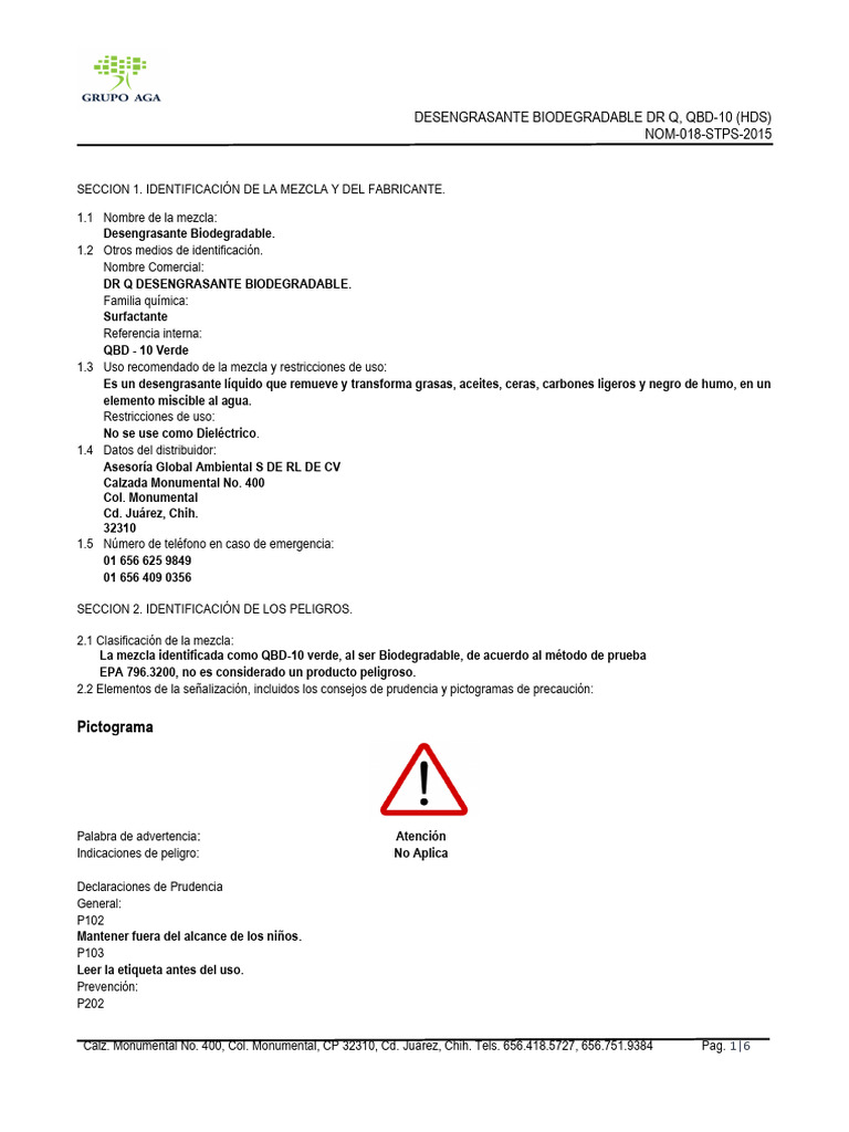 6-QBD-10 NM 018 Desengrasante Inorganico | PDF | Wellness