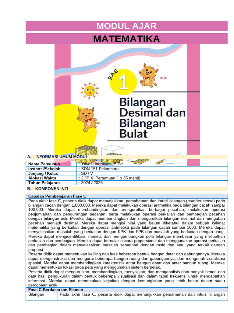 MA Bab 1. Bilangan Desimal Dan Bilangan Bulat | PDF