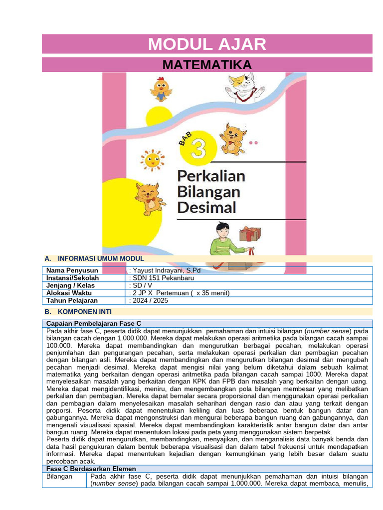 MA Bab 3. Perkalian Bilangan Desimal | PDF