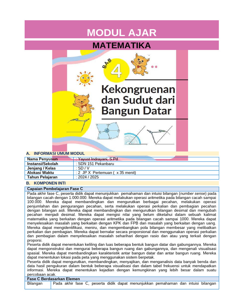 MA Bab 4. Kekongruenan Dan Sudut Dari Bangun Datar | PDF