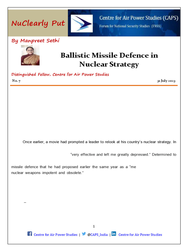 CAPS NuClearlyPut MS 31 7 23-1 | PDF | Missile Defense | Politics
