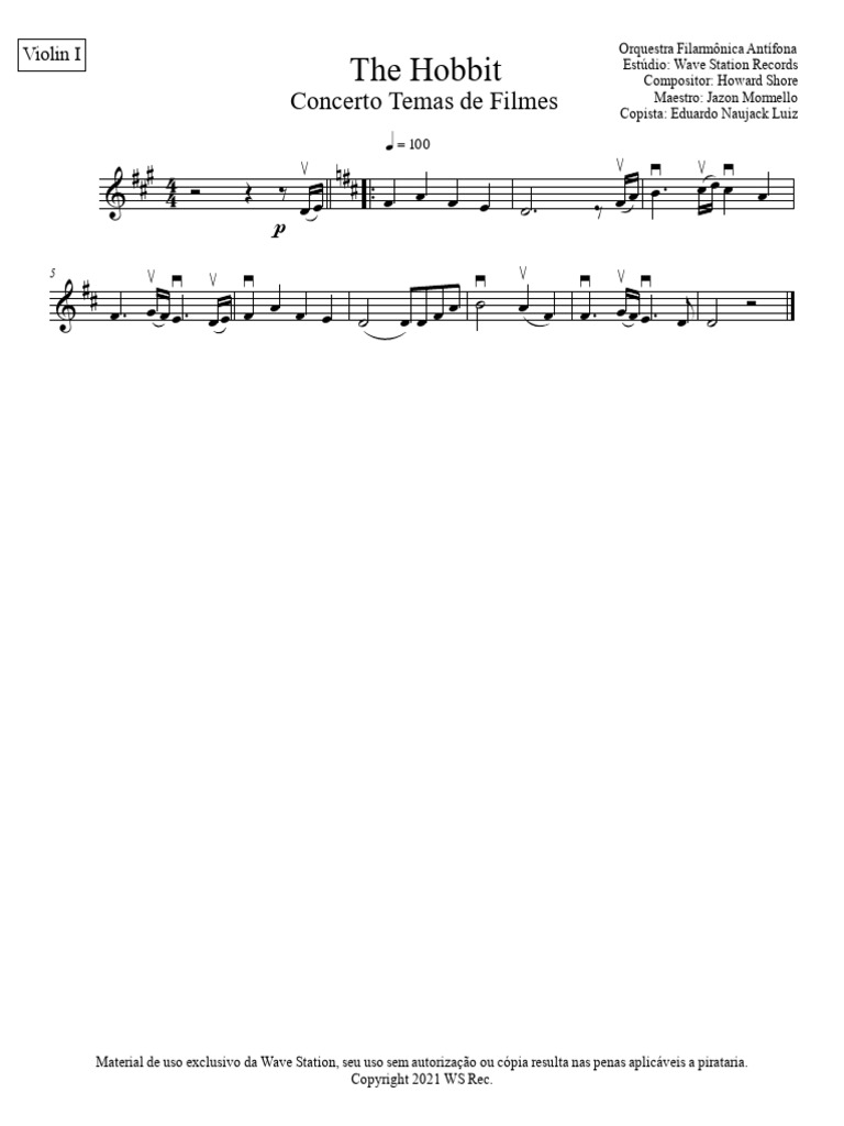 O Hobbit - Violin I | PDF