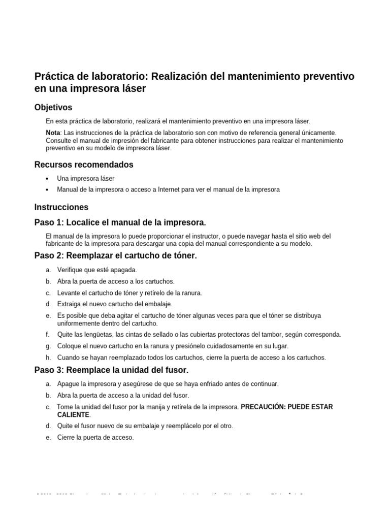 8.5.3.2 Lab - Perform Preventive Maintenance On A Laser Printer | PDF