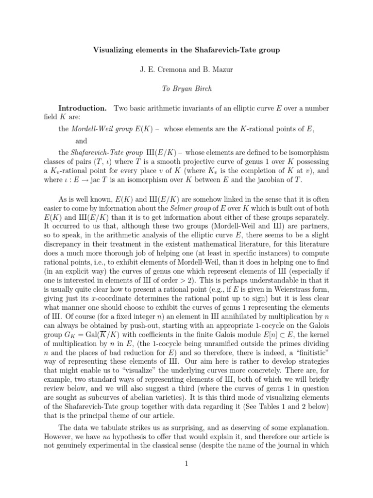 Elements of The Tate Shafarevich Group | PDF | Field (Mathematics ...