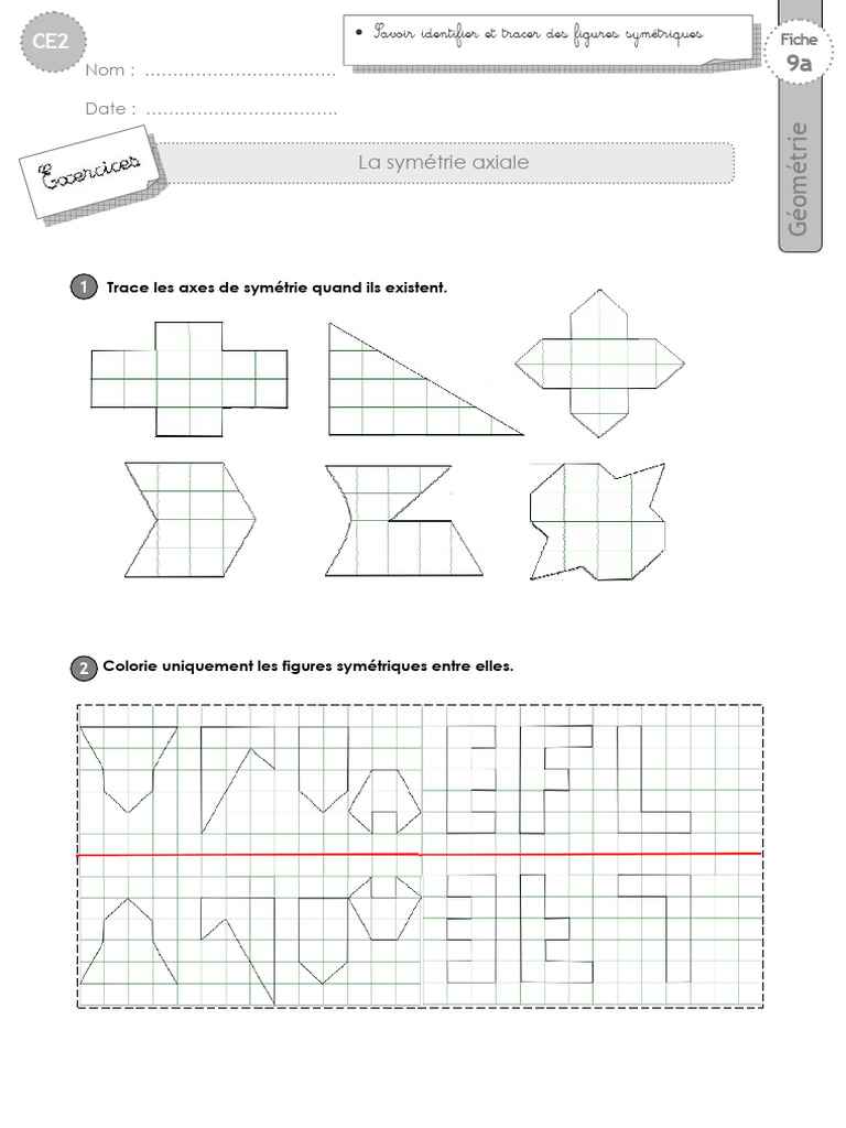 Ce2 Exercices Symetrie | PDF