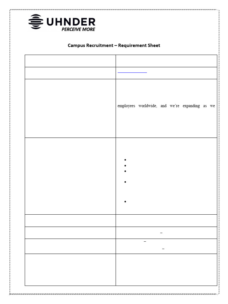 Requirement Sheet - Uhnder India | PDF