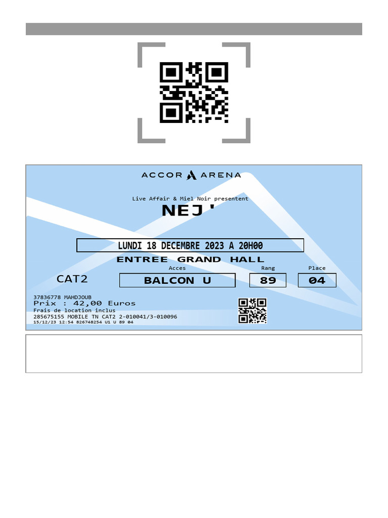 Billet N°1: LUNDI 18 DECEMBRE 2023 A 20H00 | PDF